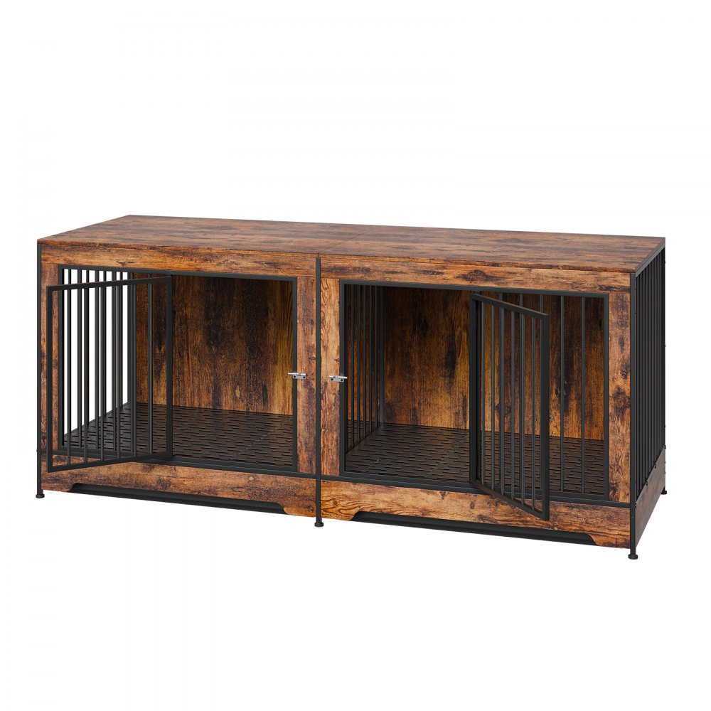 VEVOR Dog Crate Furniture 75 in Indoor Wooden Dog Kennel with Divider ...