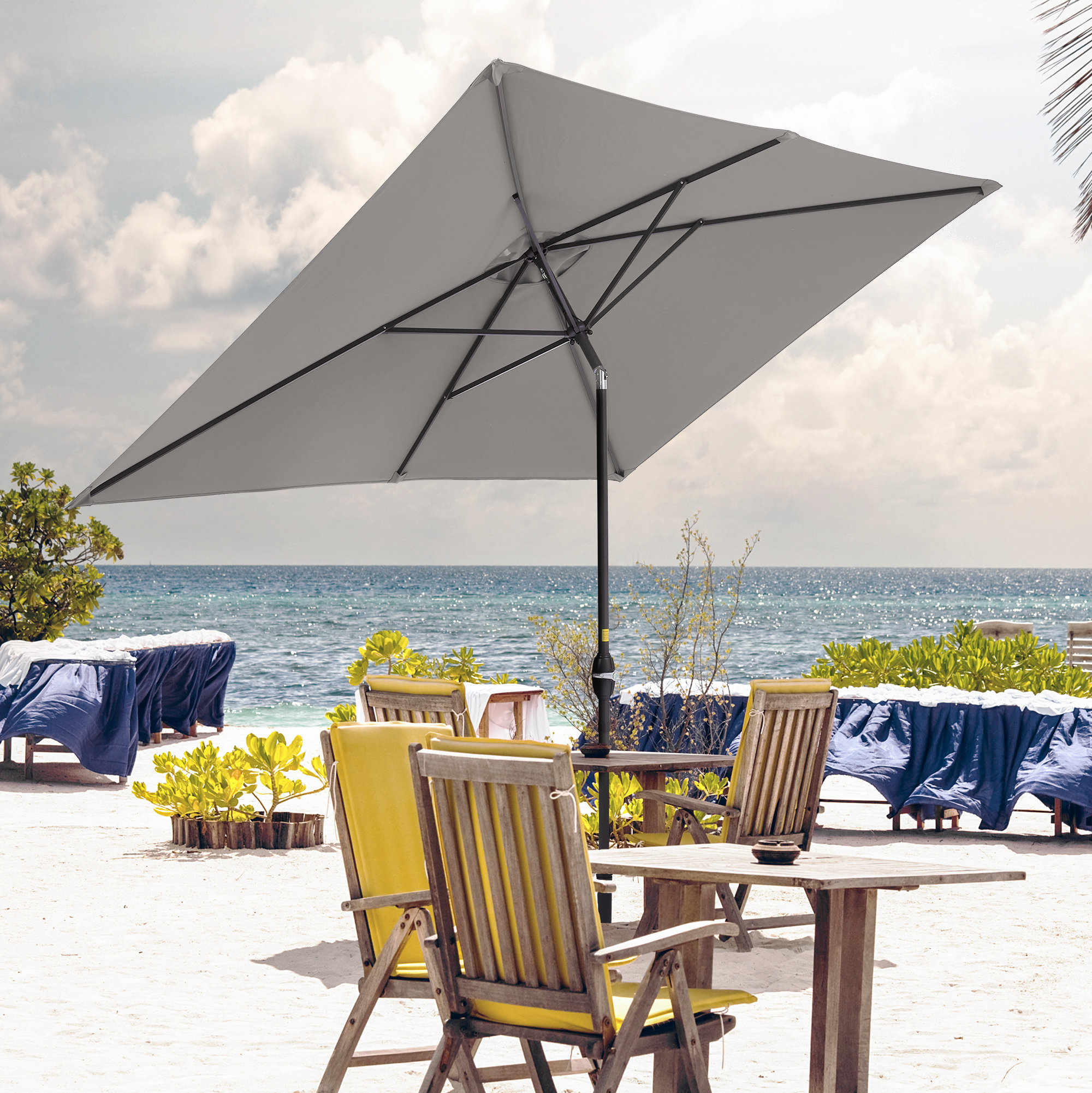 Arlmont & Co. Mirela Outdoor 10 X 7Ft Rectangular Umbrella Patio Market ...