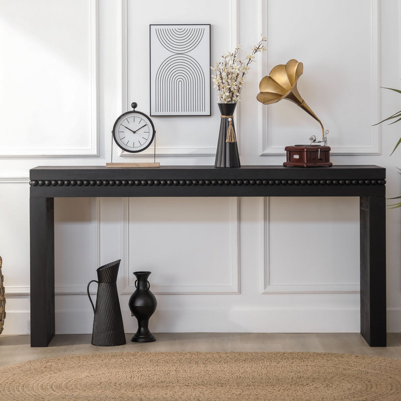 Lark Manor™ 64" Wooden Console Table Decorated with Wooden Balls ...