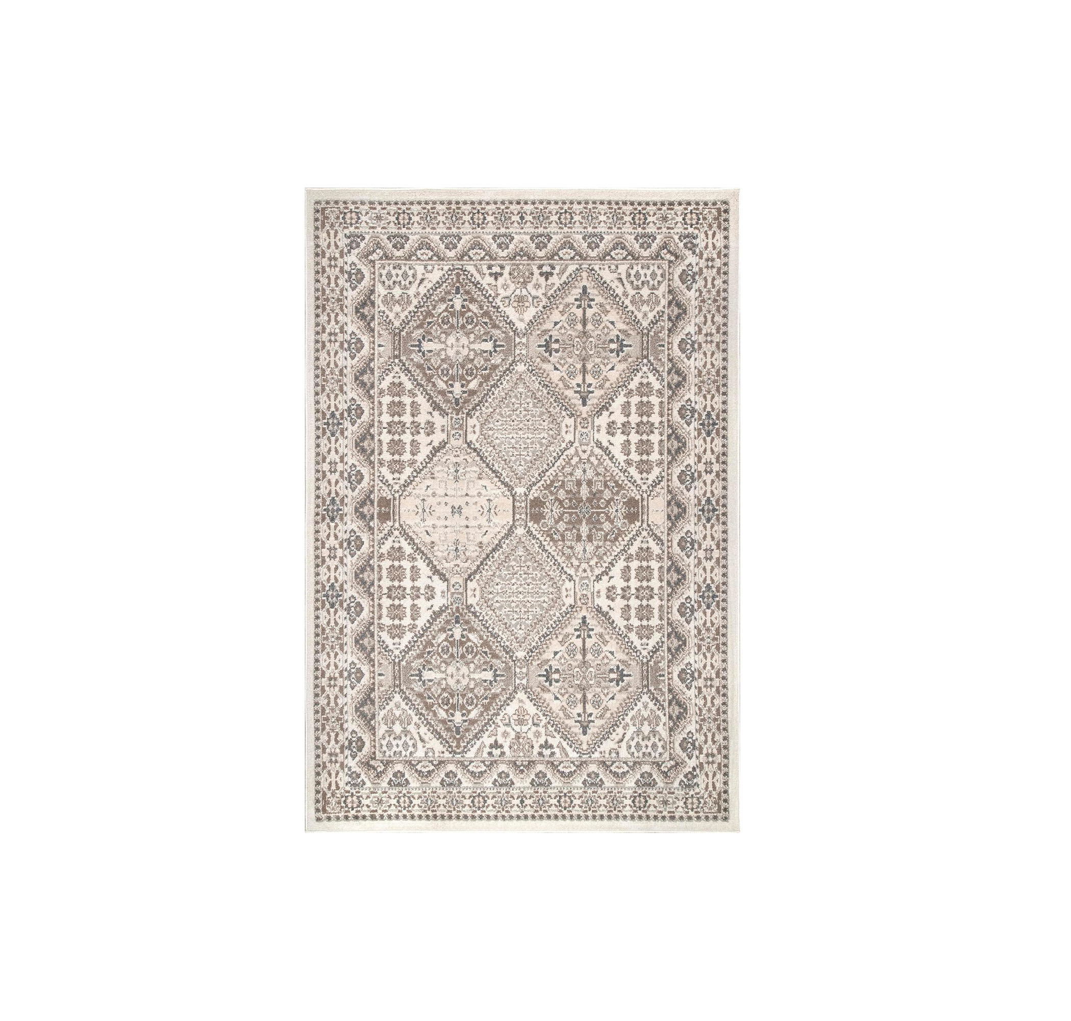Bungalow Rose 7X9 Traditional Tiled Area Rug, Beige, Faded Transitional ...