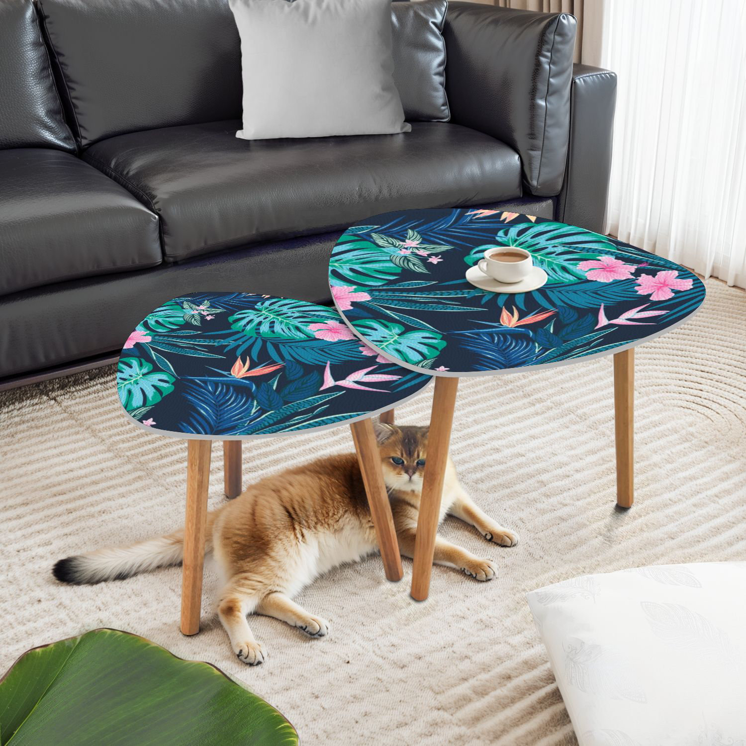 George Oliver Triangle Nesting Coffee Table Set of 2 seamless tropical ...