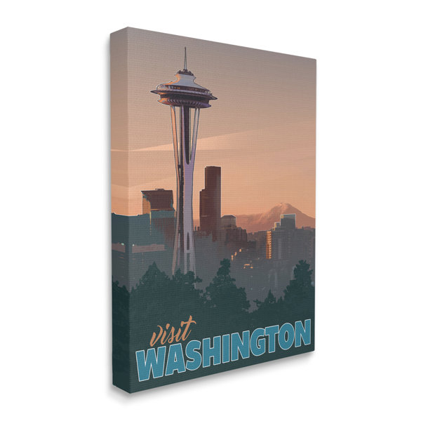 Stupell Industries " Visit Washington Urban Metropolis Space Needle ...