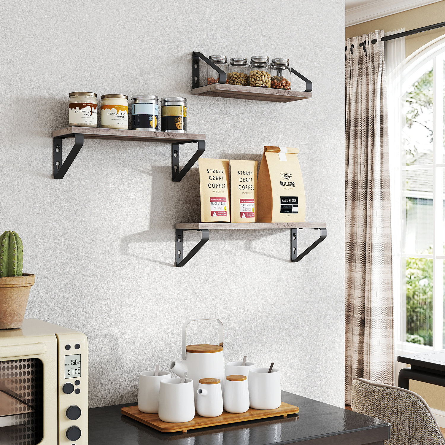 East Urban Home Wall Shelves, Floating Shelves Wall Mounted, Set Of 3 ...