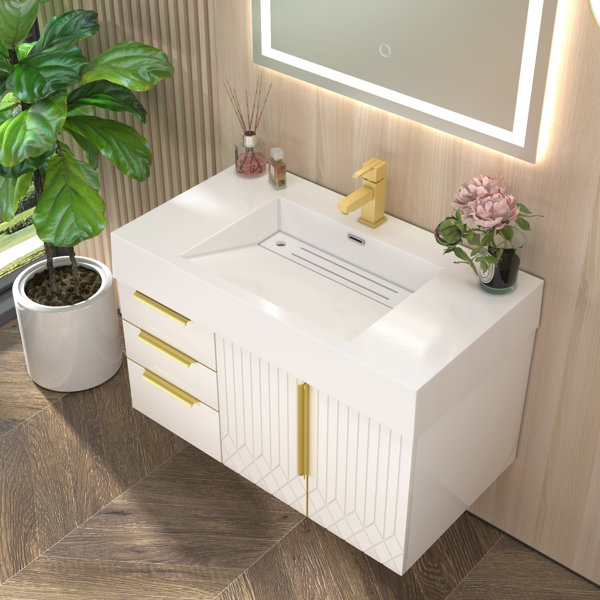 36 Inch Wall Mounted & Floating Bathroom Vanities You'll Love | Wayfair