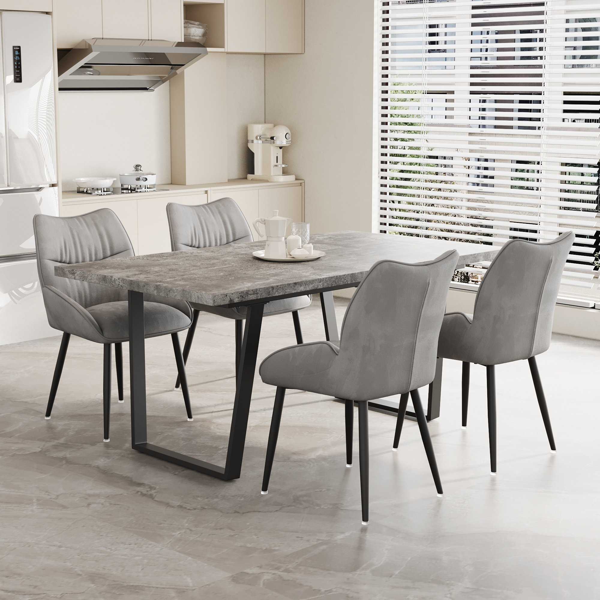 Corrigan Studio® Stylish Grey Mdf Dining Table Set For Modern Homes ...