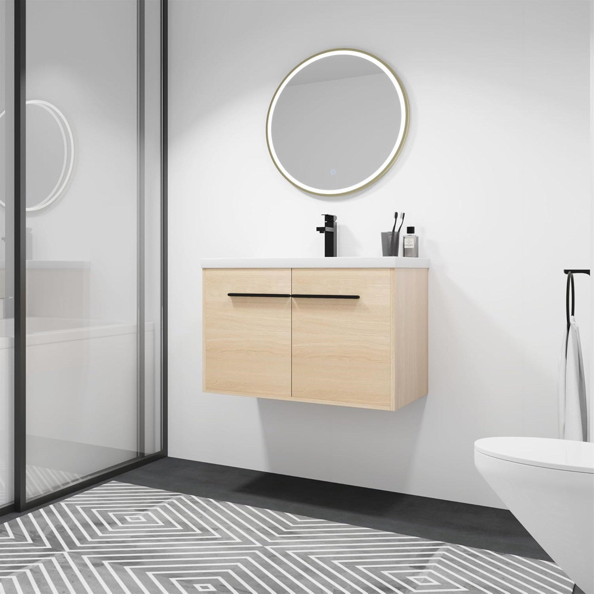 Ebern Designs Levistar Bathroom Vanity Cabinet Set With Resin ...