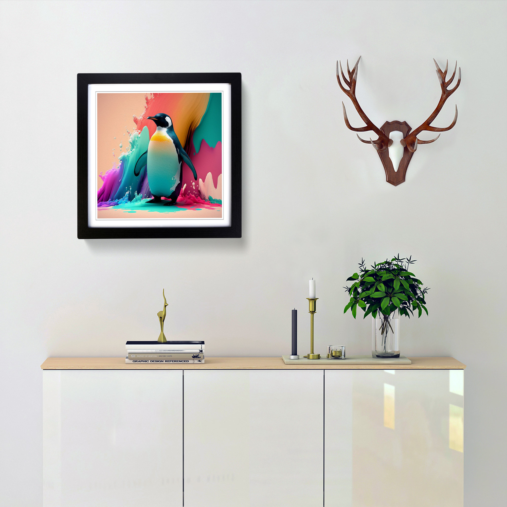 House of Hampton Penguin Color Field Painting | Wayfair.ie