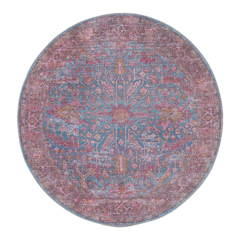 Langley Street Hazeltine Machine Woven Chenille Blue/Red Rug & Reviews ...