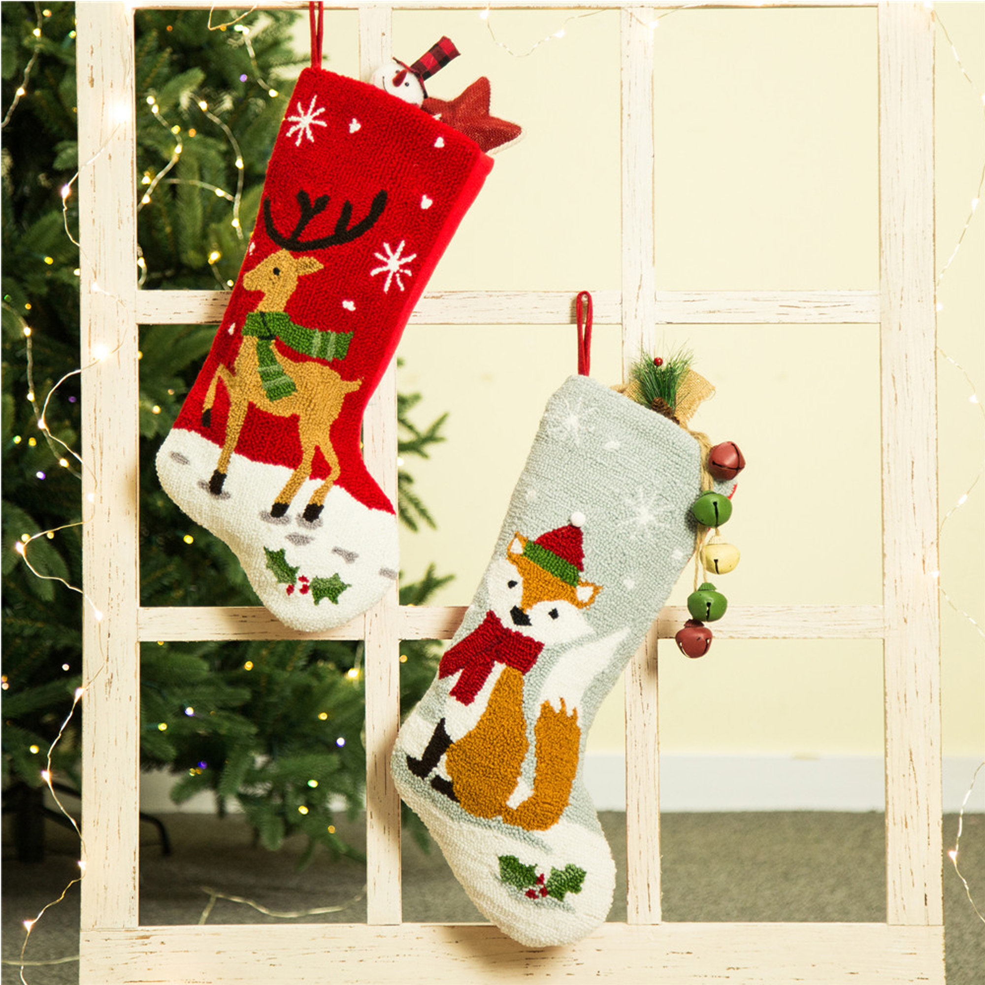 Sand & Stable™ Reindeer and Fox Stocking & Reviews | Wayfair