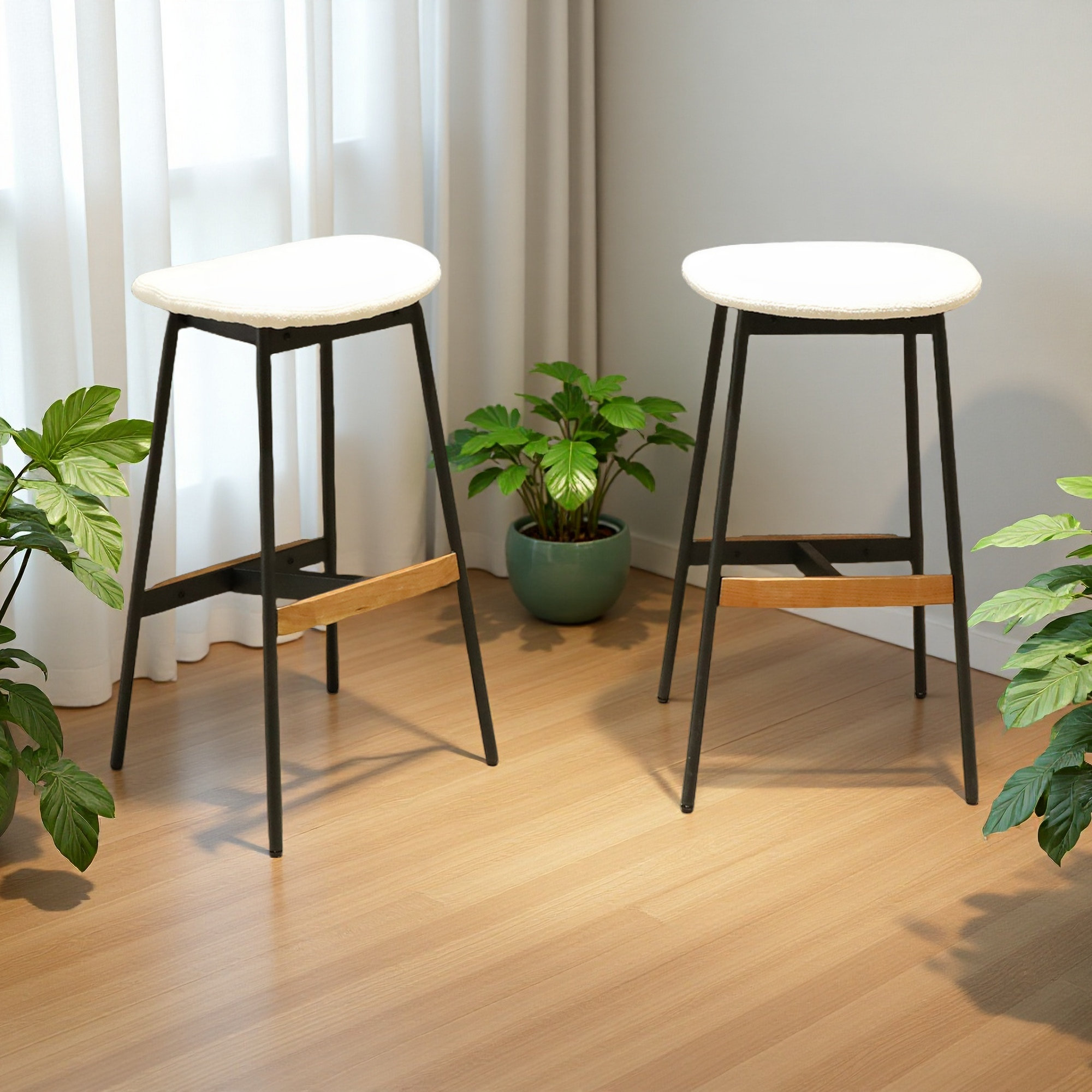 17 Stories Modern Set Of 2 Bar Stools Comfortable & Stylish Counter ...