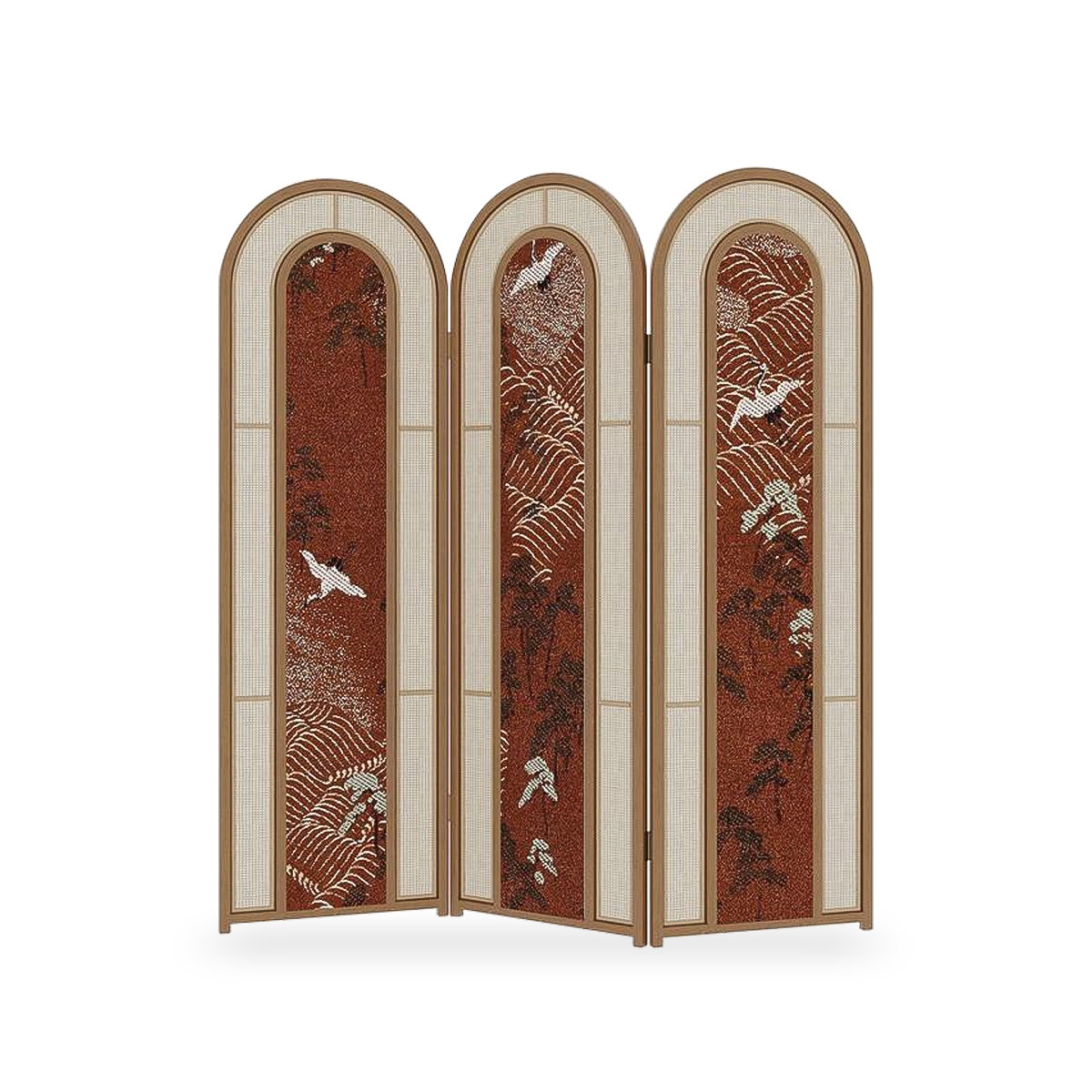 abodeappeal Brown Arched Solid Wood;Rattan Room Dividers | Wayfair