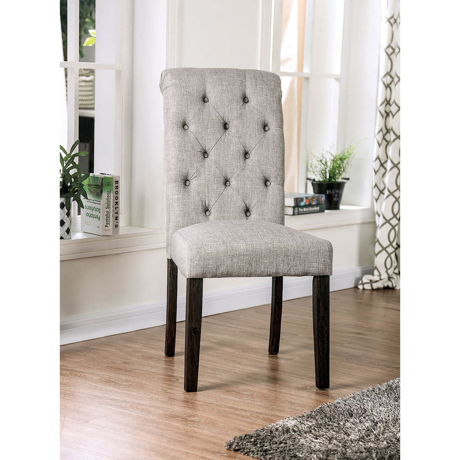 Red Barrel Studio® Classic Set Of 2 Side Chairs Button Tufted Linen ...