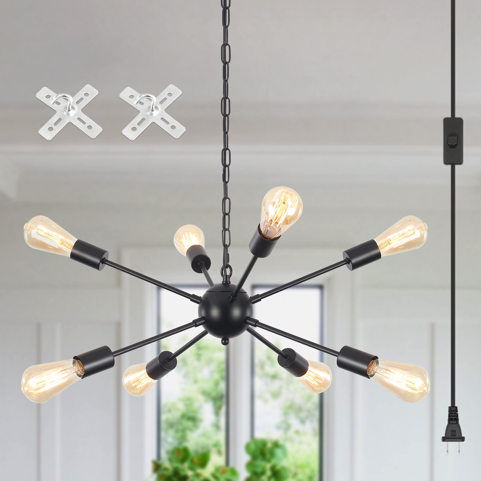Mercer41 Pushkar 8 - Light Modern Plug in Sputnik Sphere Chandelier ...