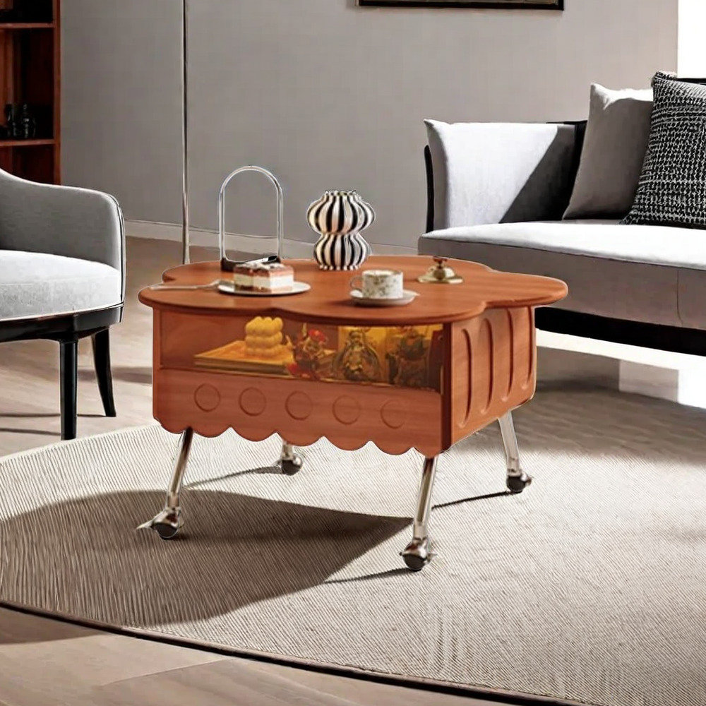 moonlight design American Style Movable Coffee Table Solid Wood Top ...