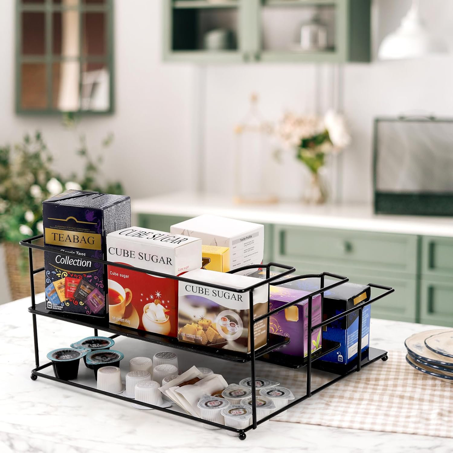 Prep & Savour 3 Tier Syrup Rack Organizer Rack, Iron Syrup Bottle ...