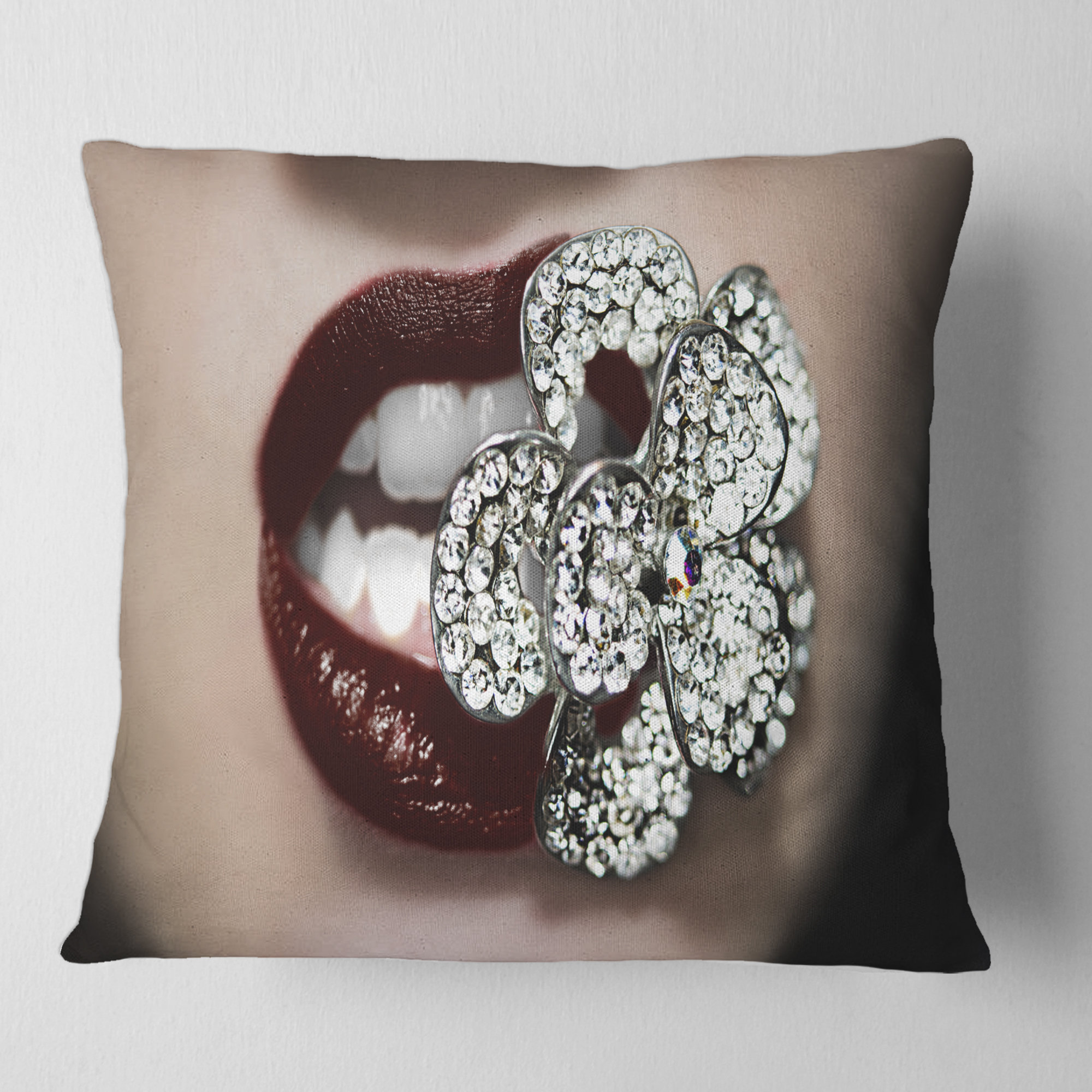 Design Art Detail of Sexy Woman Lips Square Pillow Cover & Insert | Wayfair