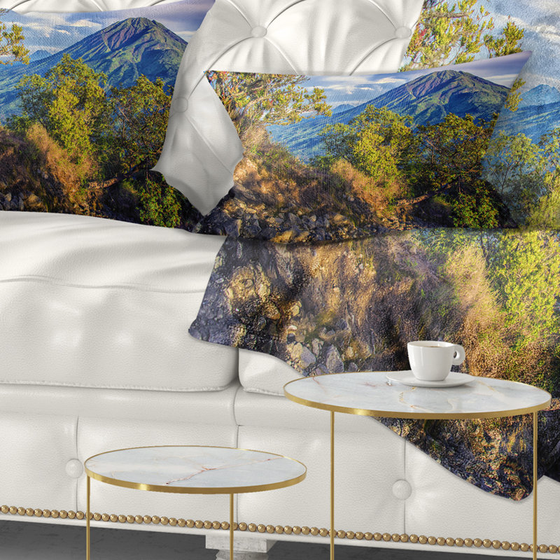 Design Art Merbabu Volcano in Java - Landscape Printed Throw Pillow ...