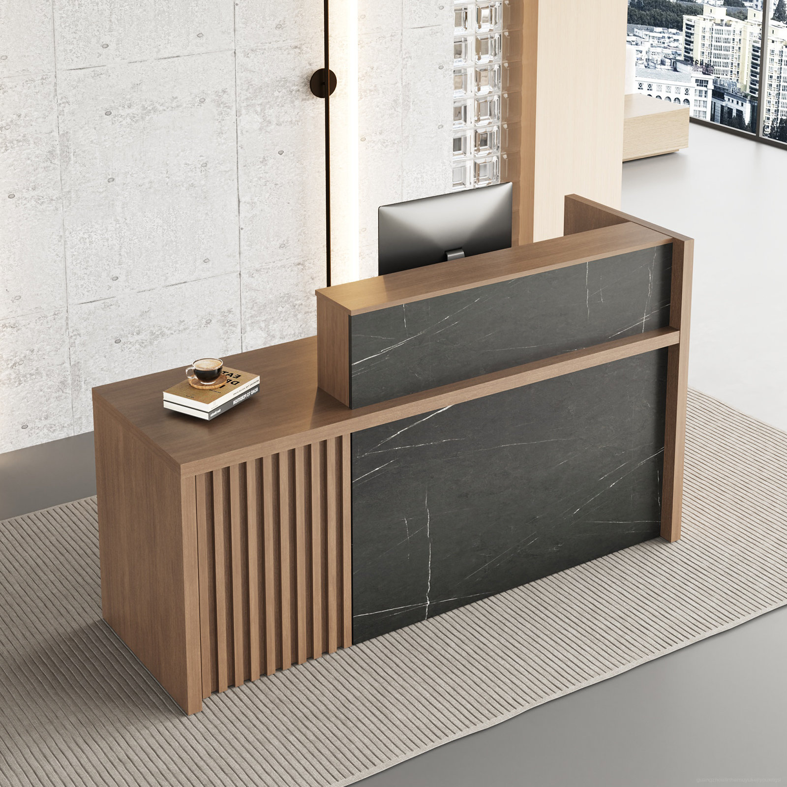 Latitude Run® Sleek Modern Reception Desk With Digital Lock And ...
