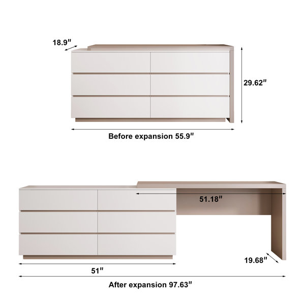 Ivy Bronx Teracure Home Office Expandable Dresser Desk Combo | Wayfair
