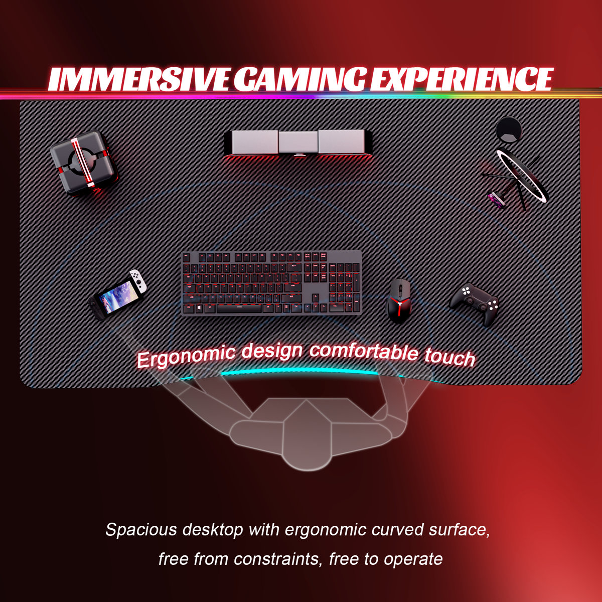 Wrought Studio™ Wrought Studio Gaming Desk With Carbon Fibre Surface- A ...