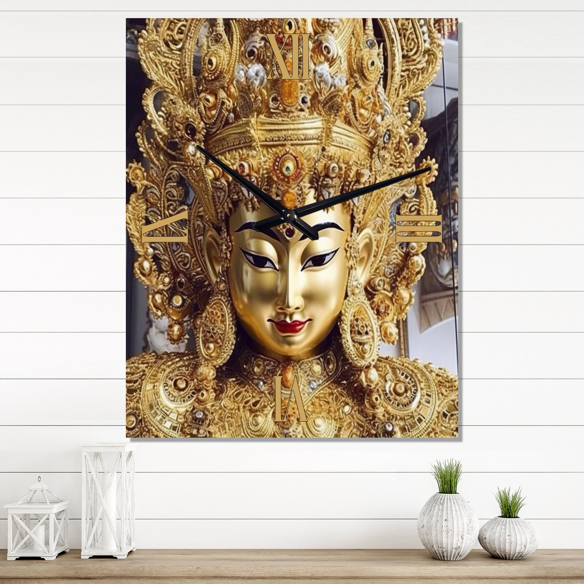 Ivy Bronx Golden Hindu Goddess Statue - Hinduism Modern Wall Clock ...