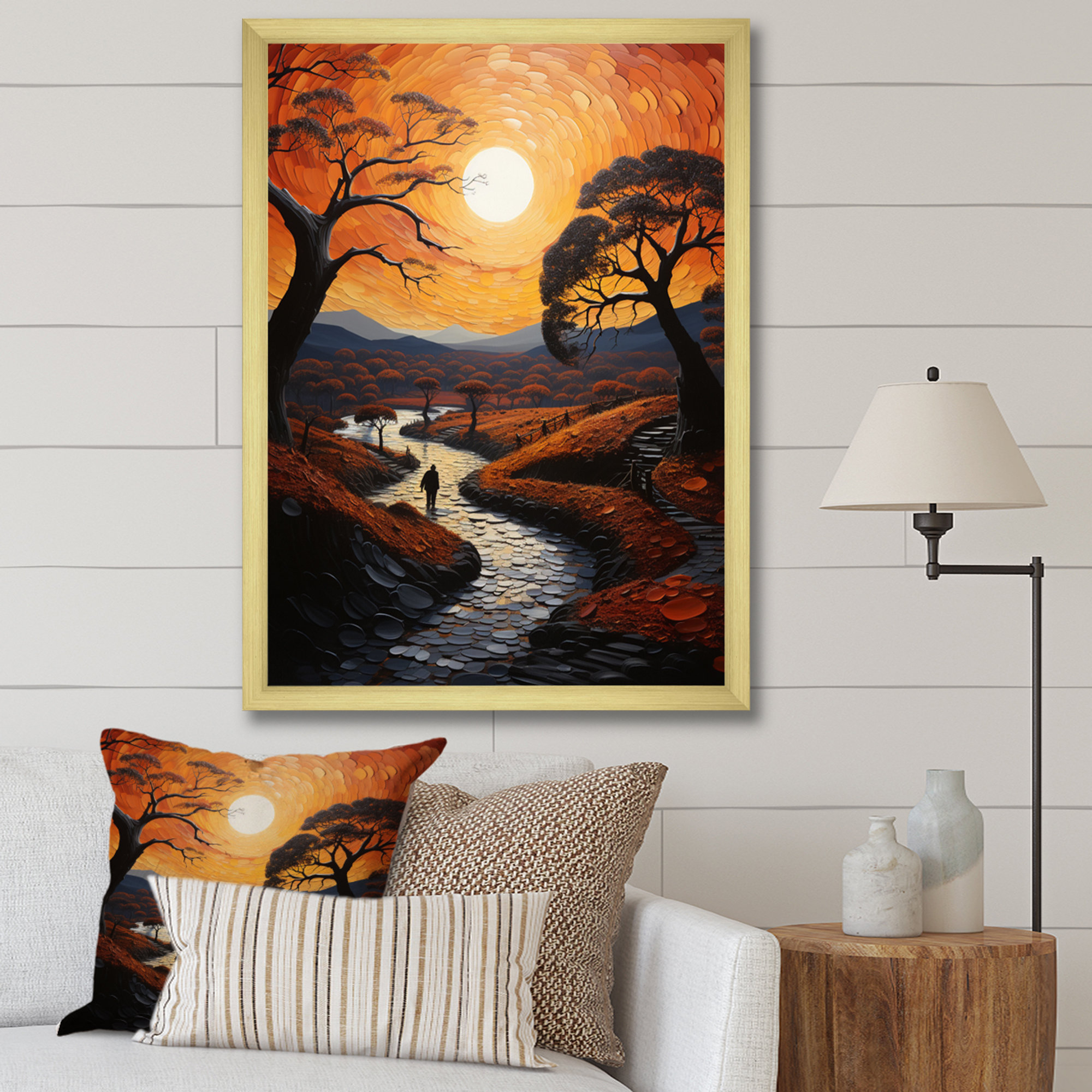 Red Barrel Studio® Danishia Countryside Sunset Silhouettes Patchwork ...