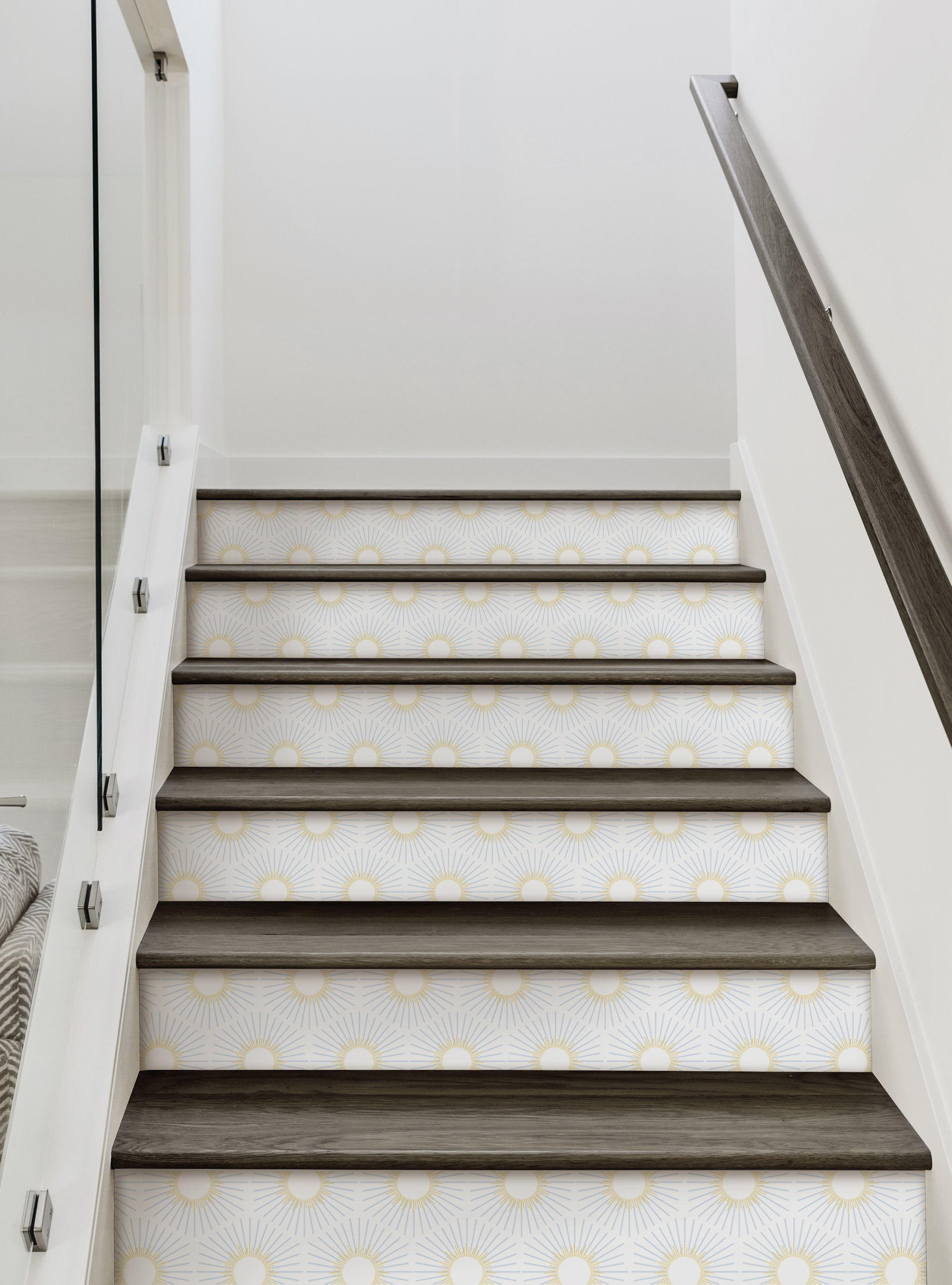 Latitude Run® Sunburst Vinyl Peel And Stick Stair Riser | Wayfair