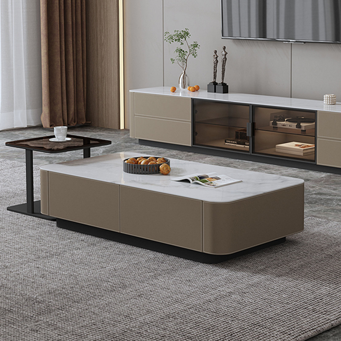 Wu's StylishVault Modern simple rock plate coffee table | Wayfair