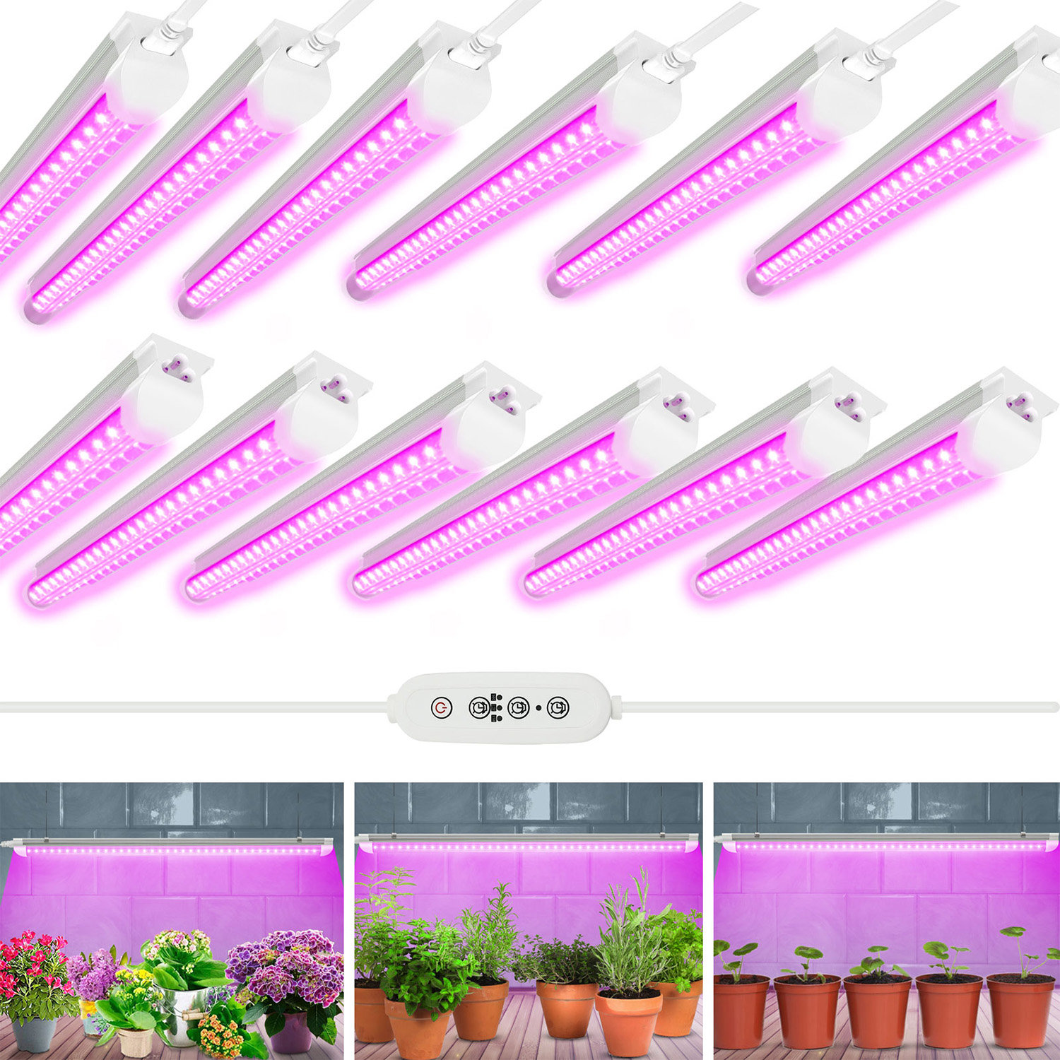 JESLED 2ft LED Grow Light, 20W Full Spectrum Indoor Plant Growing Lamp ...