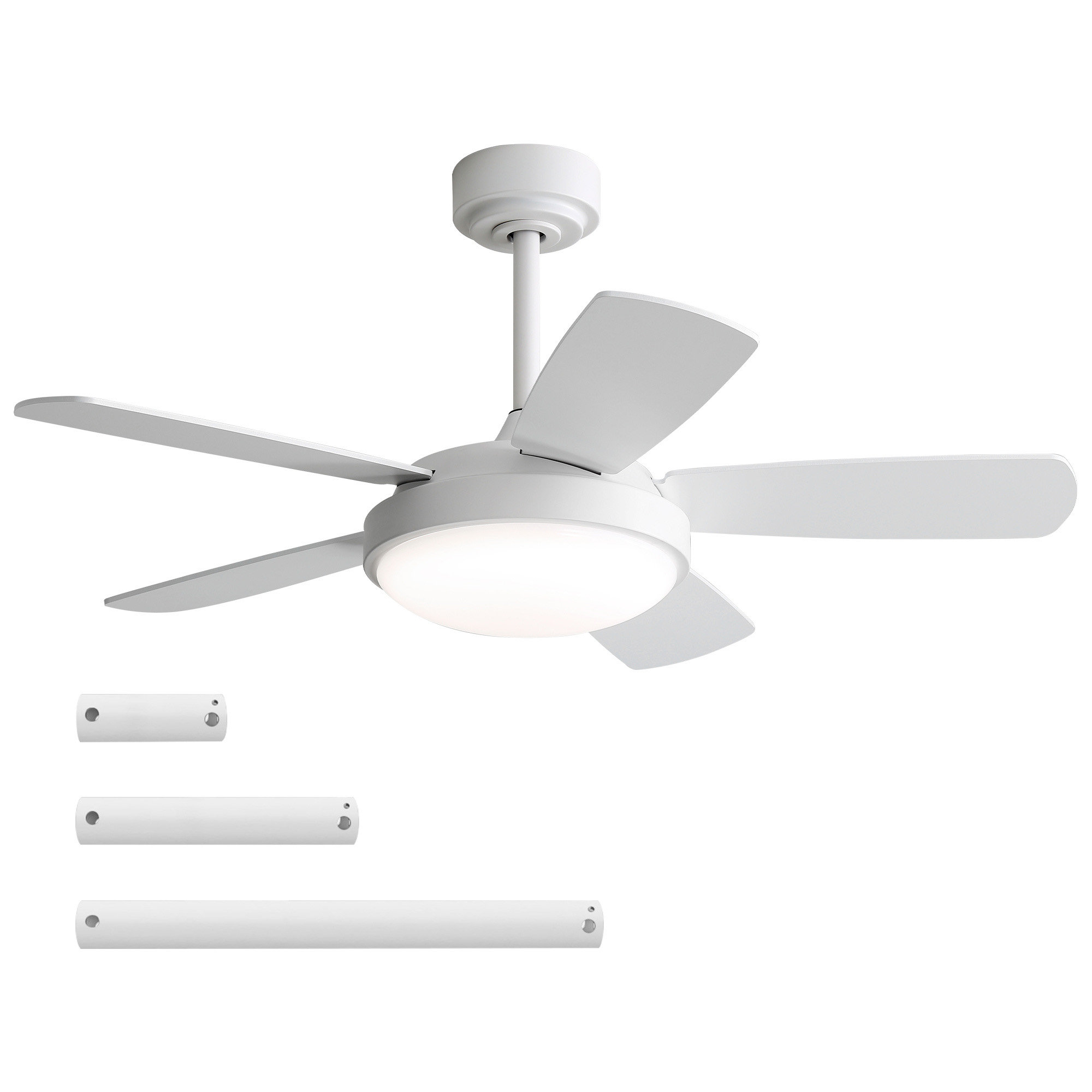 Ivy Bronx 42 Inch White Ceiling Fan With 22W LED Light And Remote ...