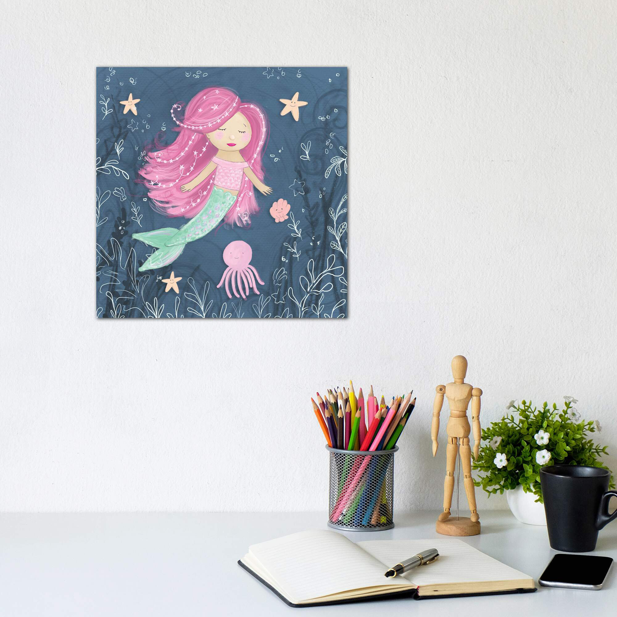 East Urban Home Mermaid and Octopus Navy I - Print - Wayfair Canada