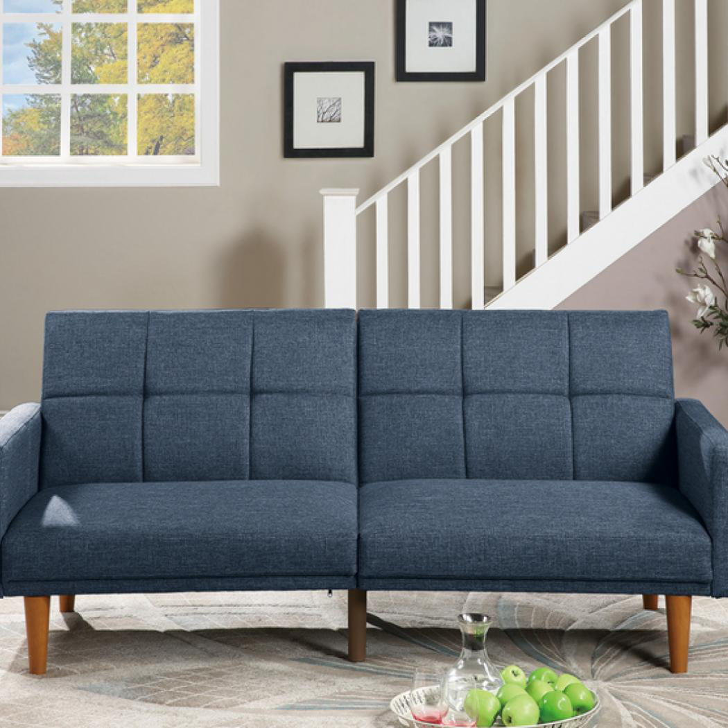 Latitude Run® Living Room Sofa Convertible Bed Blue Grey Polyfiber ...