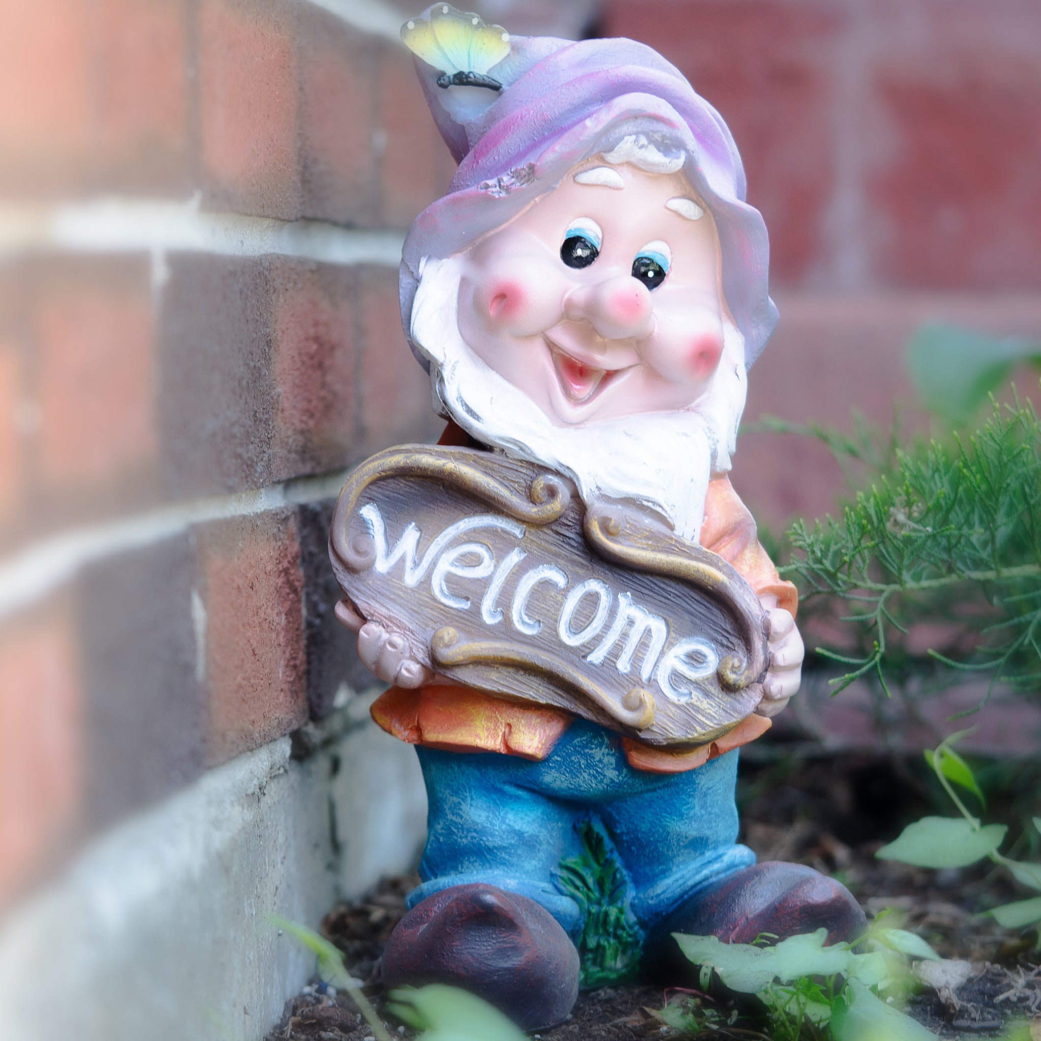 Trinx Friendly Gnome Welcome Statue - Weatherproof Garden Charm ...