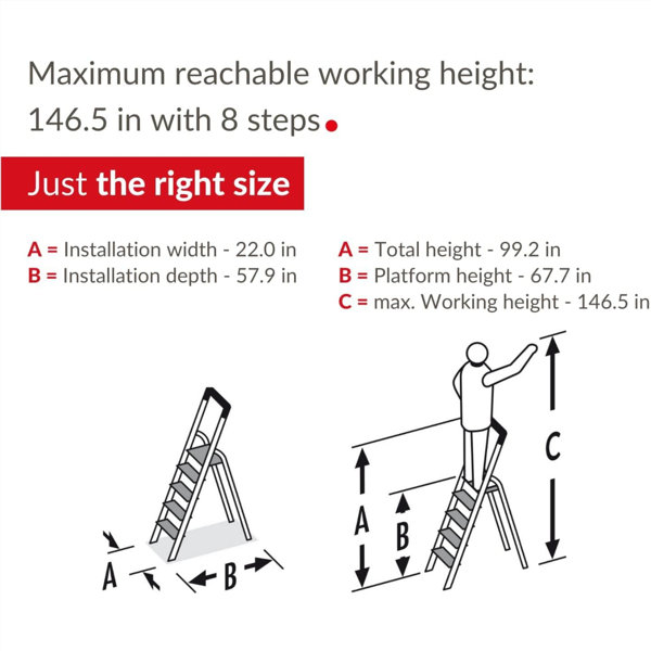 Hailo USA Inc. Hailo L100 6 Step Aluminum Lightweight Folding Step ...