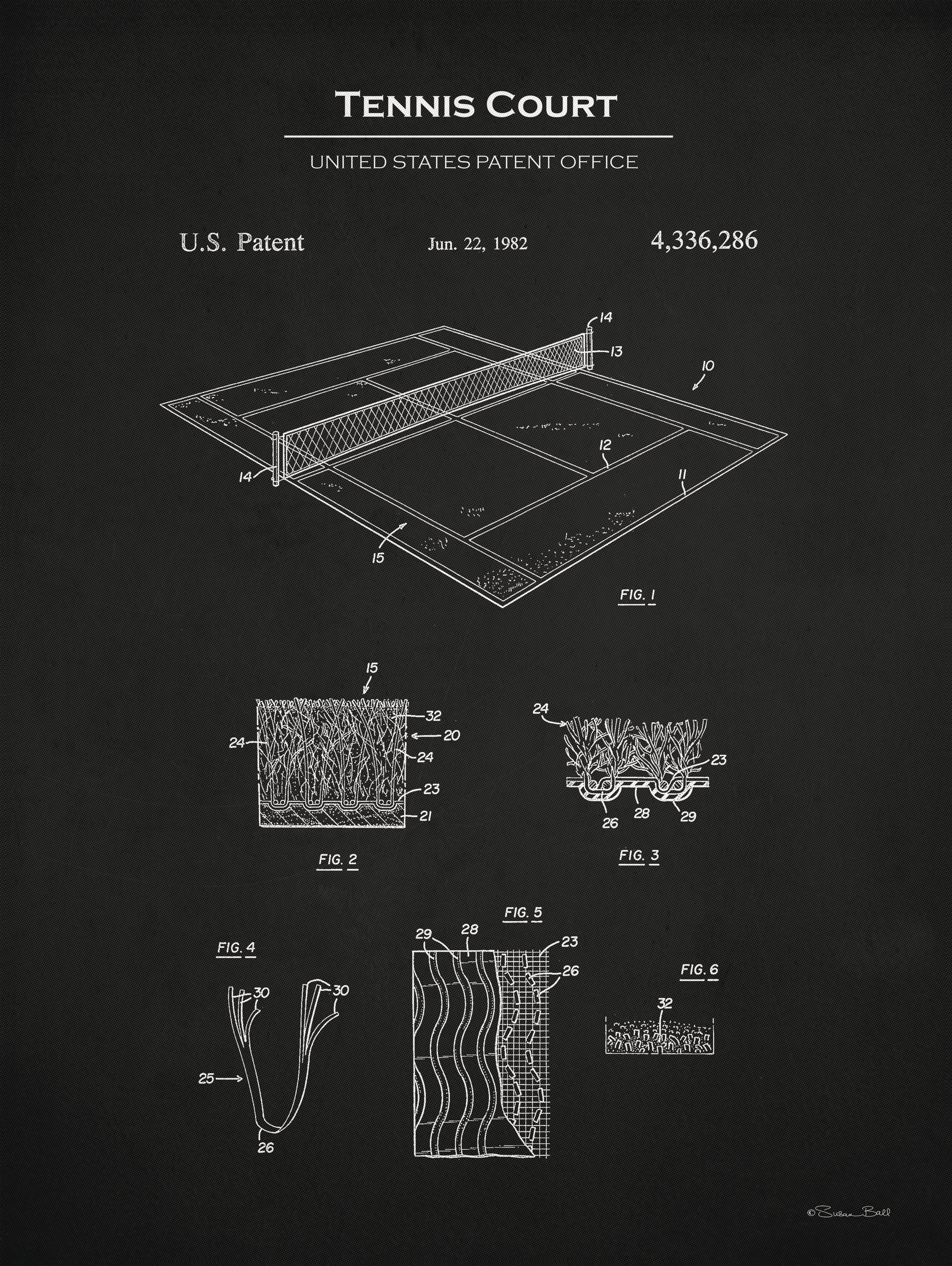Williston Forge Tennis Court Patent by Susan Ball - Wrapped Canvas ...