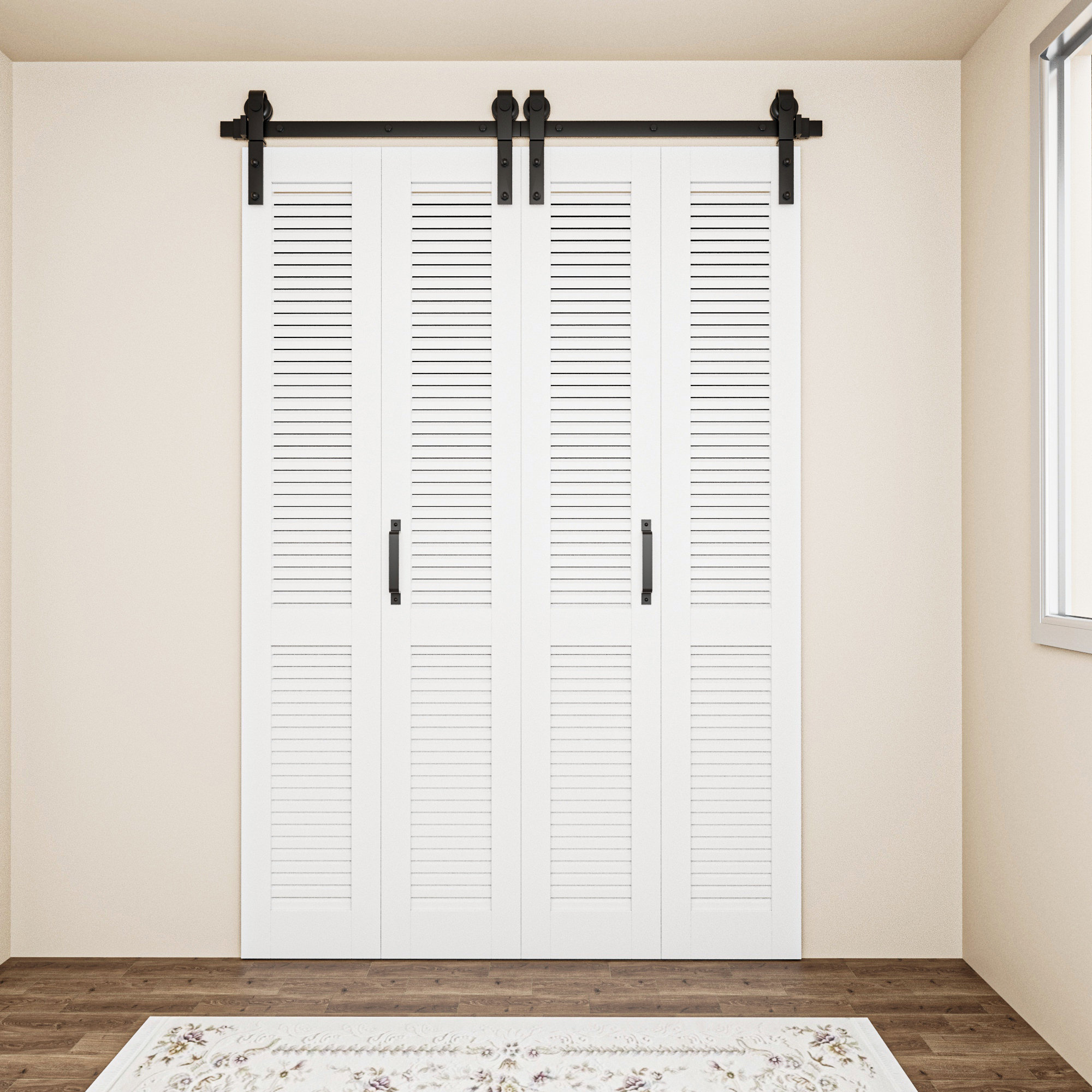 HOZONE 84'' Solid Manufactured Wood Louvred - primed with Installation ...