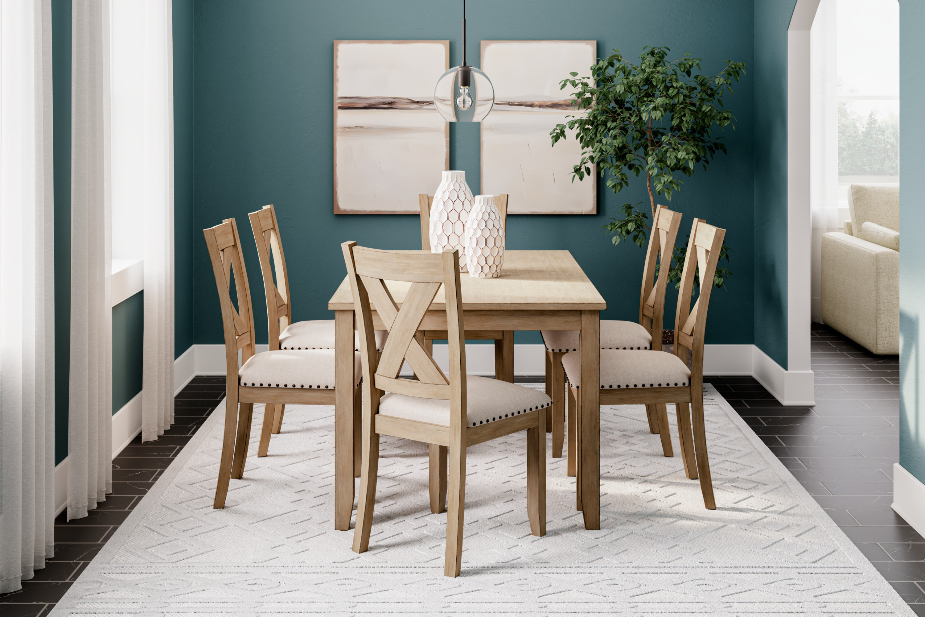 Gracie Oaks Tymera Rectangular 60'' L x 36'' W Restaurant Dining Set ...
