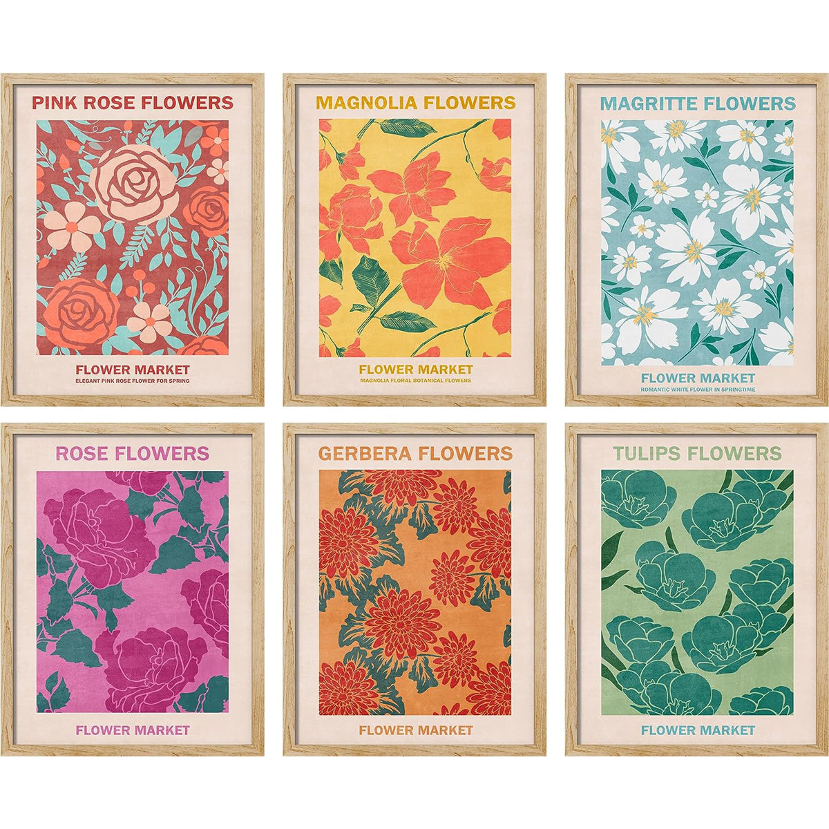 SIGNLEADER Poster Colorful Garden Flower Pattern Variety Nature ...