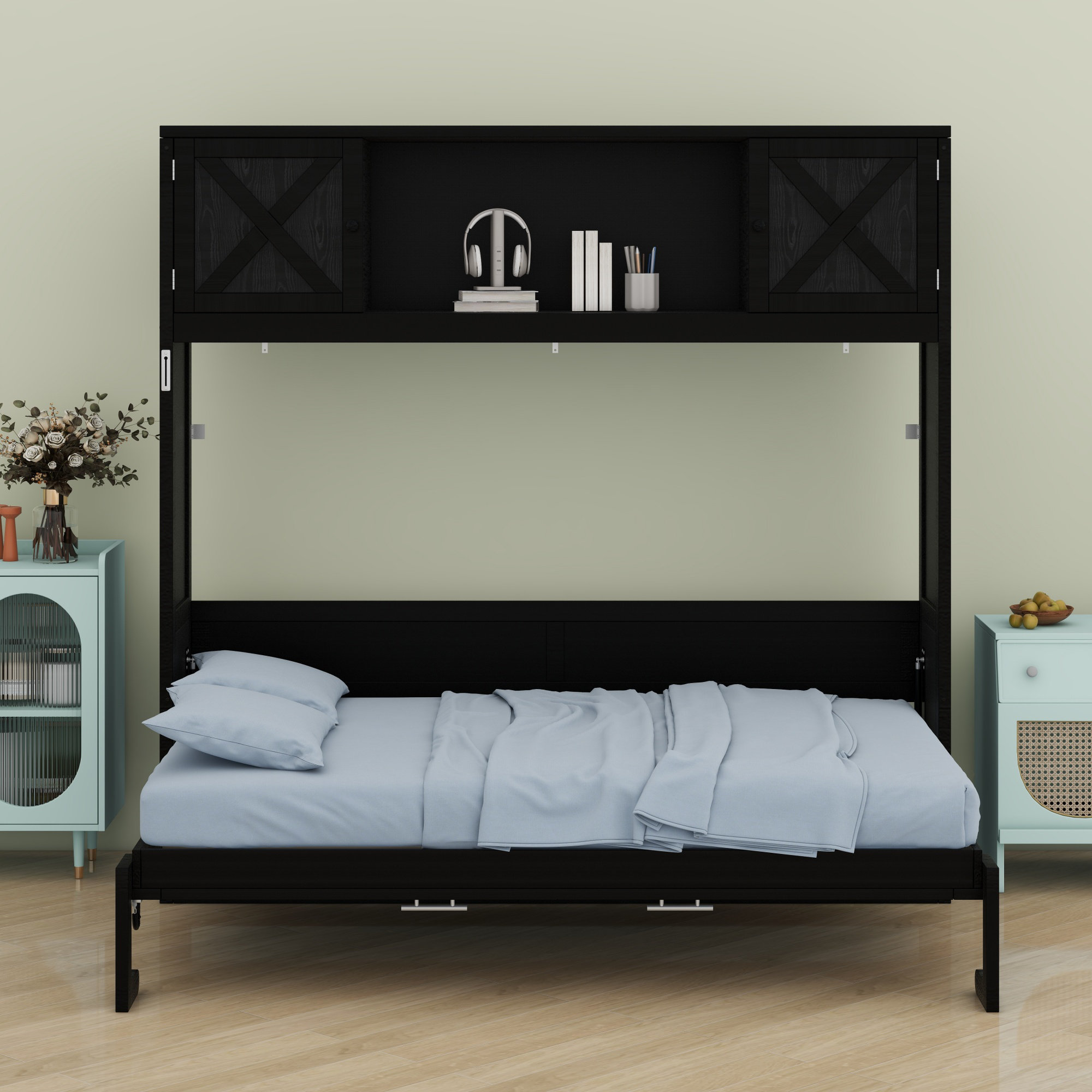 Latitude Run® Murphy Bed With Storage Cabinets | Wayfair