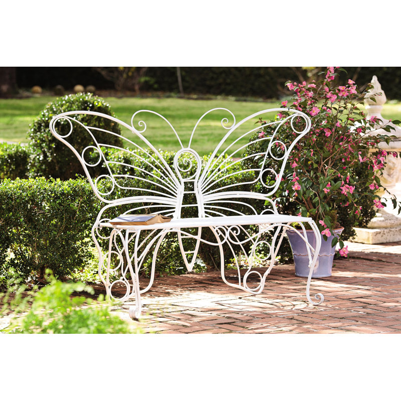 Plow & Hearth Metal Butterfly Garden Bench & Reviews | Wayfair
