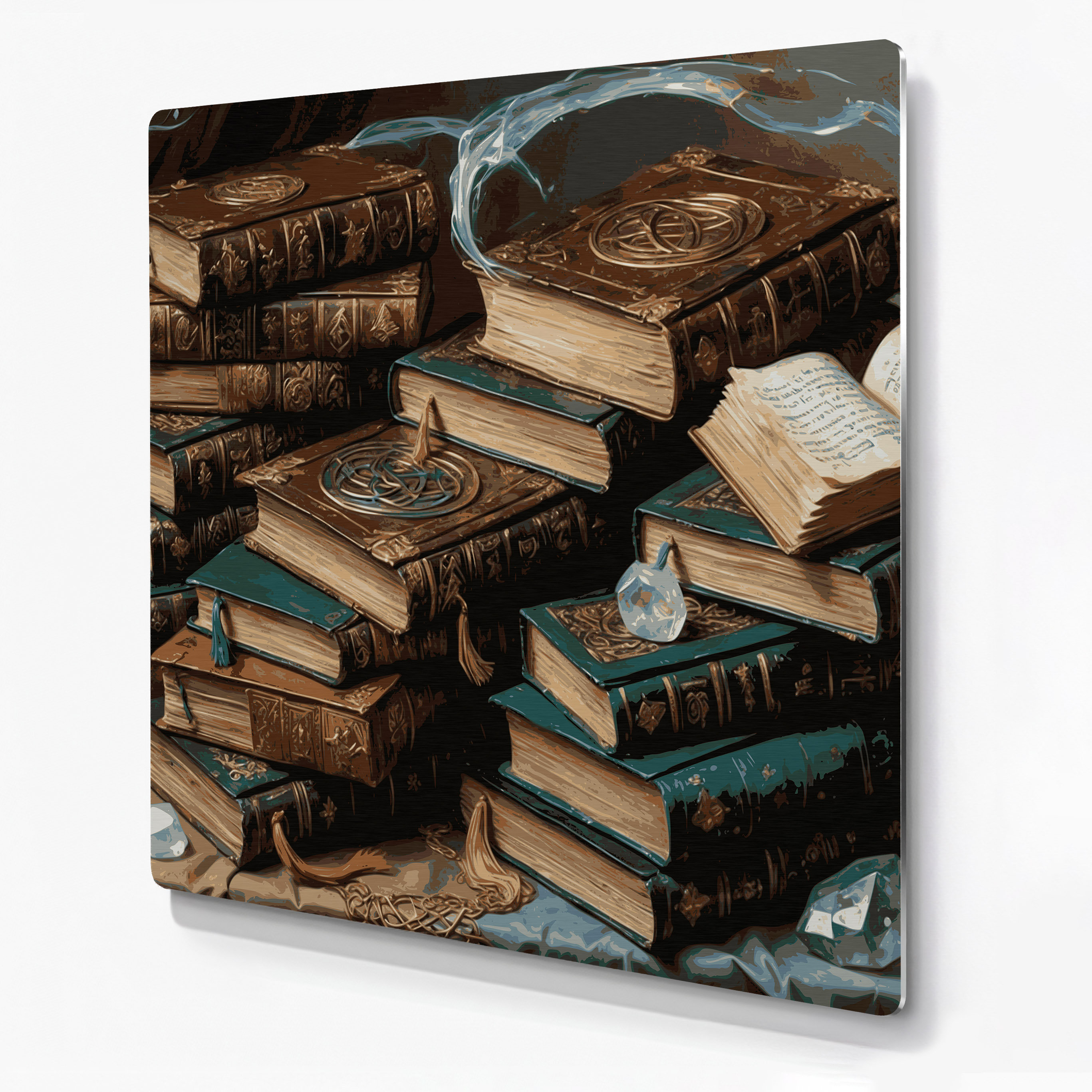 Hokku Designs Halloween Antique spell books Brown Metal Wall Art | Wayfair