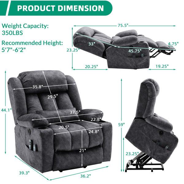 Latitude Run® Tall Large Dual Motor Power Lift Recliner Chair With ...