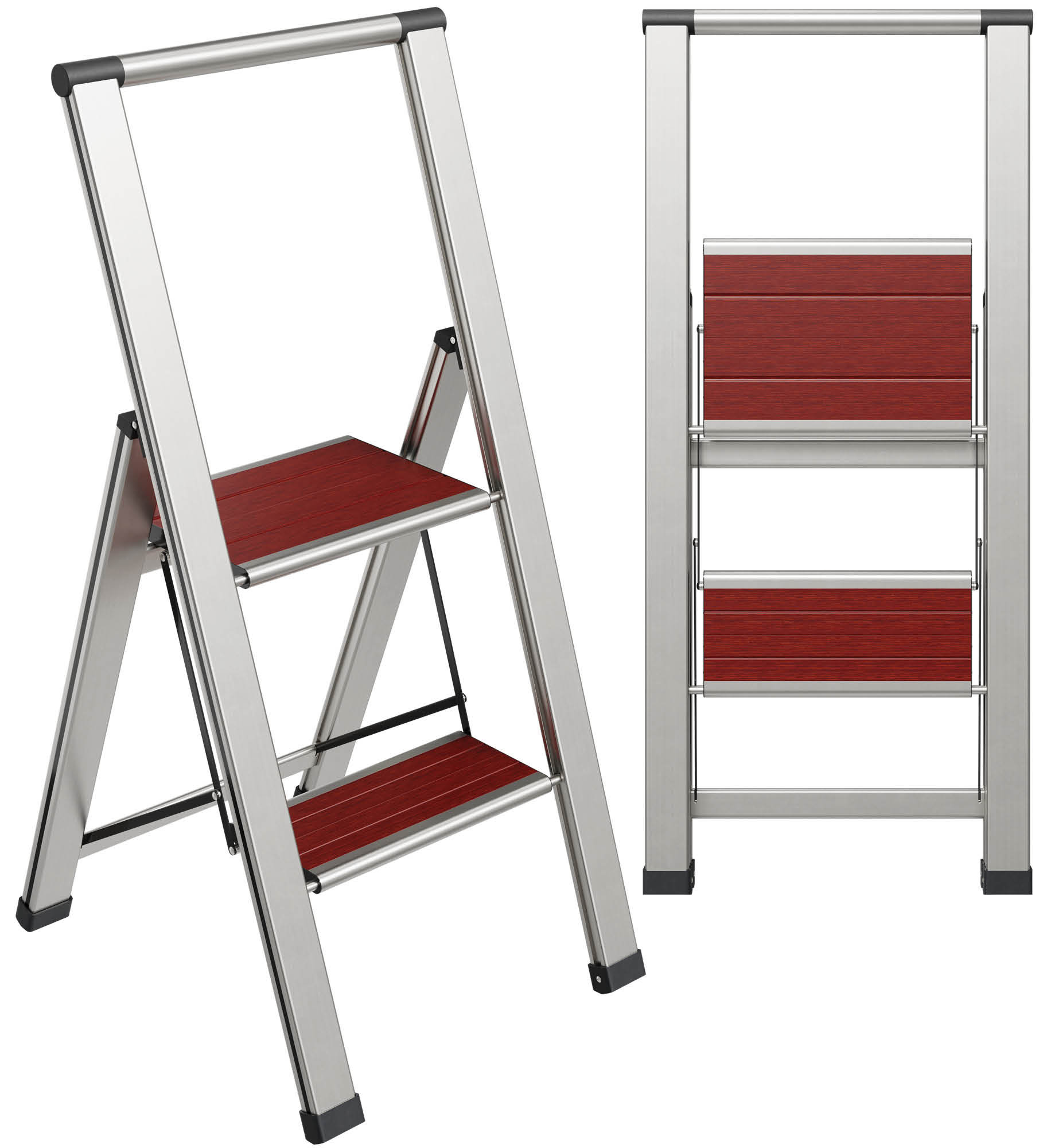 Sorfey Premium 2 Step Modern Mahogany Ladder. Lightweight, Ultra Slim ...