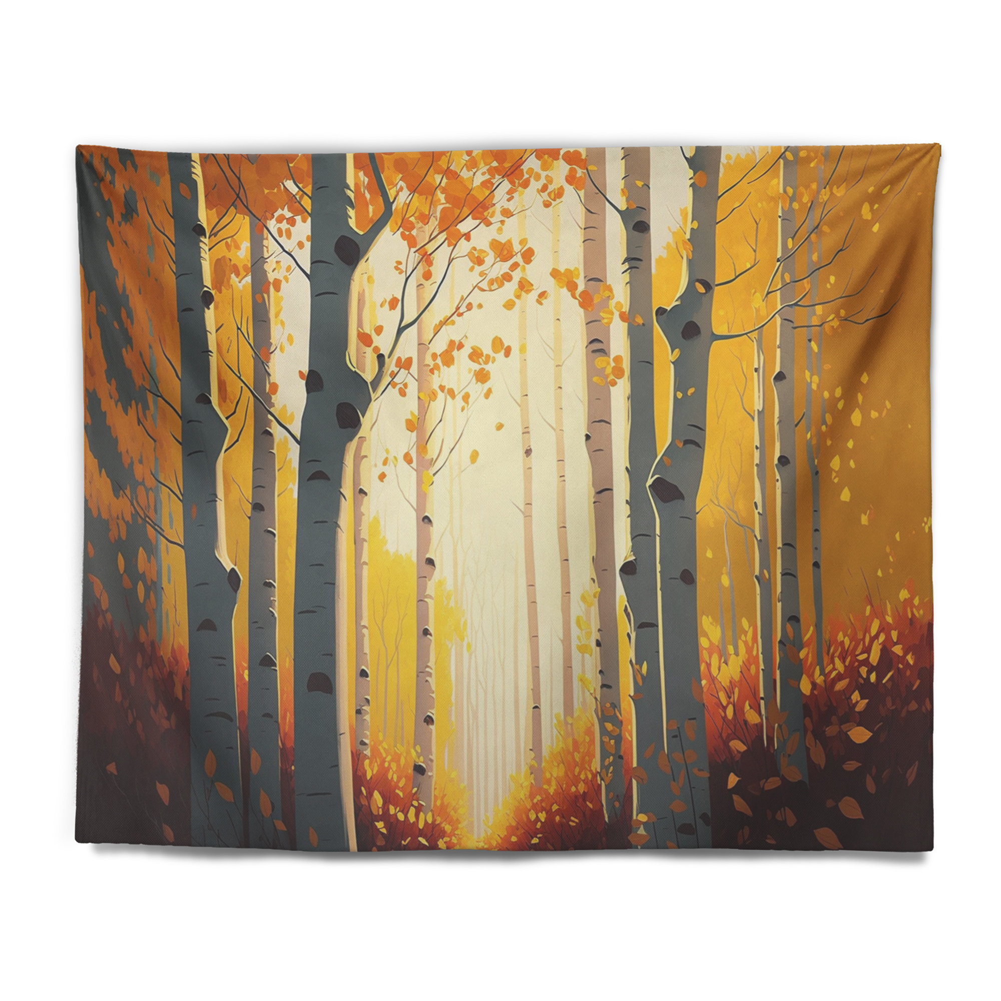 Millwood Pines Polyester Golden Hour Birch Trees VII Tapestry with ...