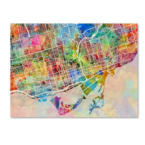 Trademark Art Toronto Street Map On Canvas by Michael Tompsett Print ...