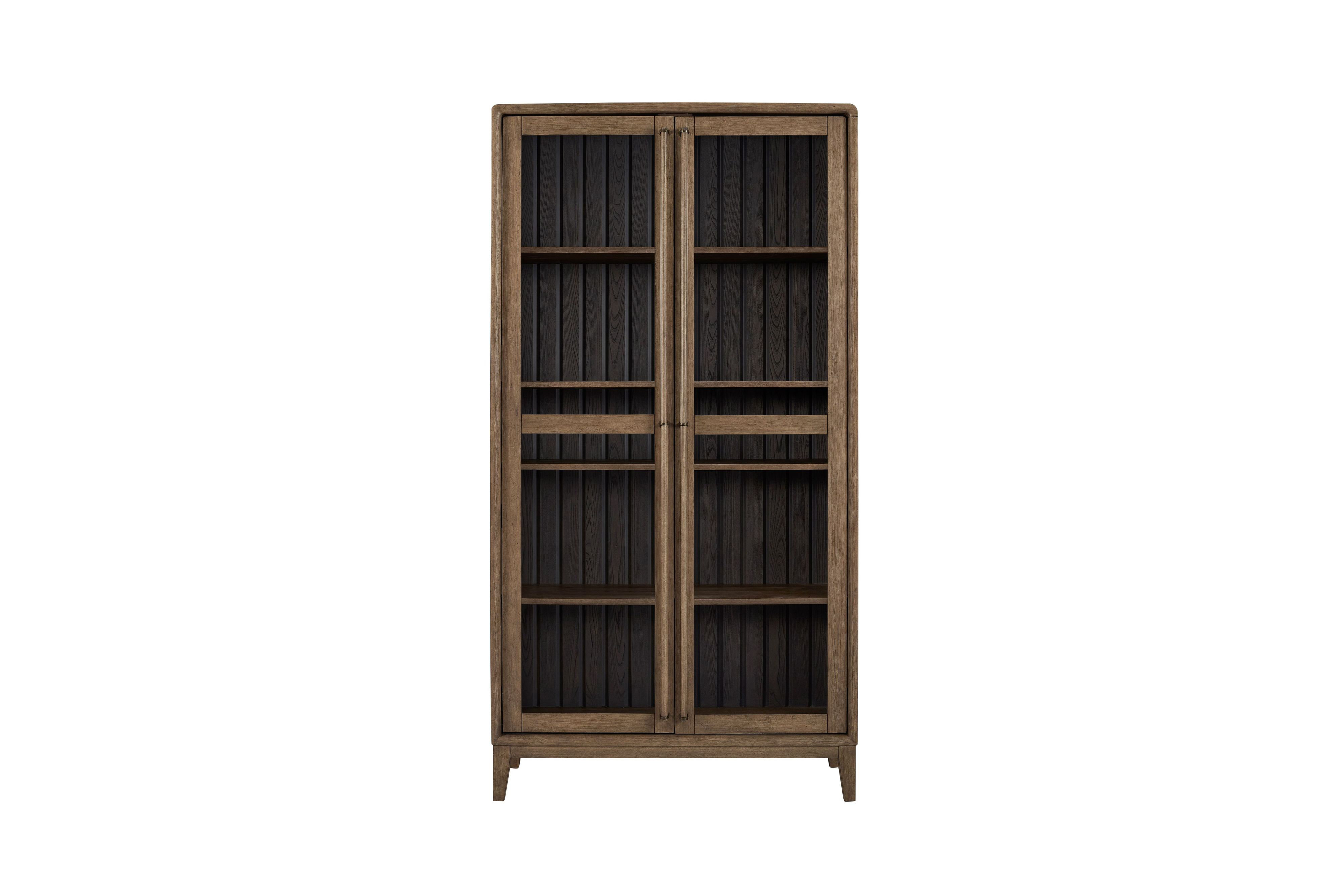 Bernards Aurora 2-Door Wood Veneer Display Cabinet, Peppercorn | Wayfair
