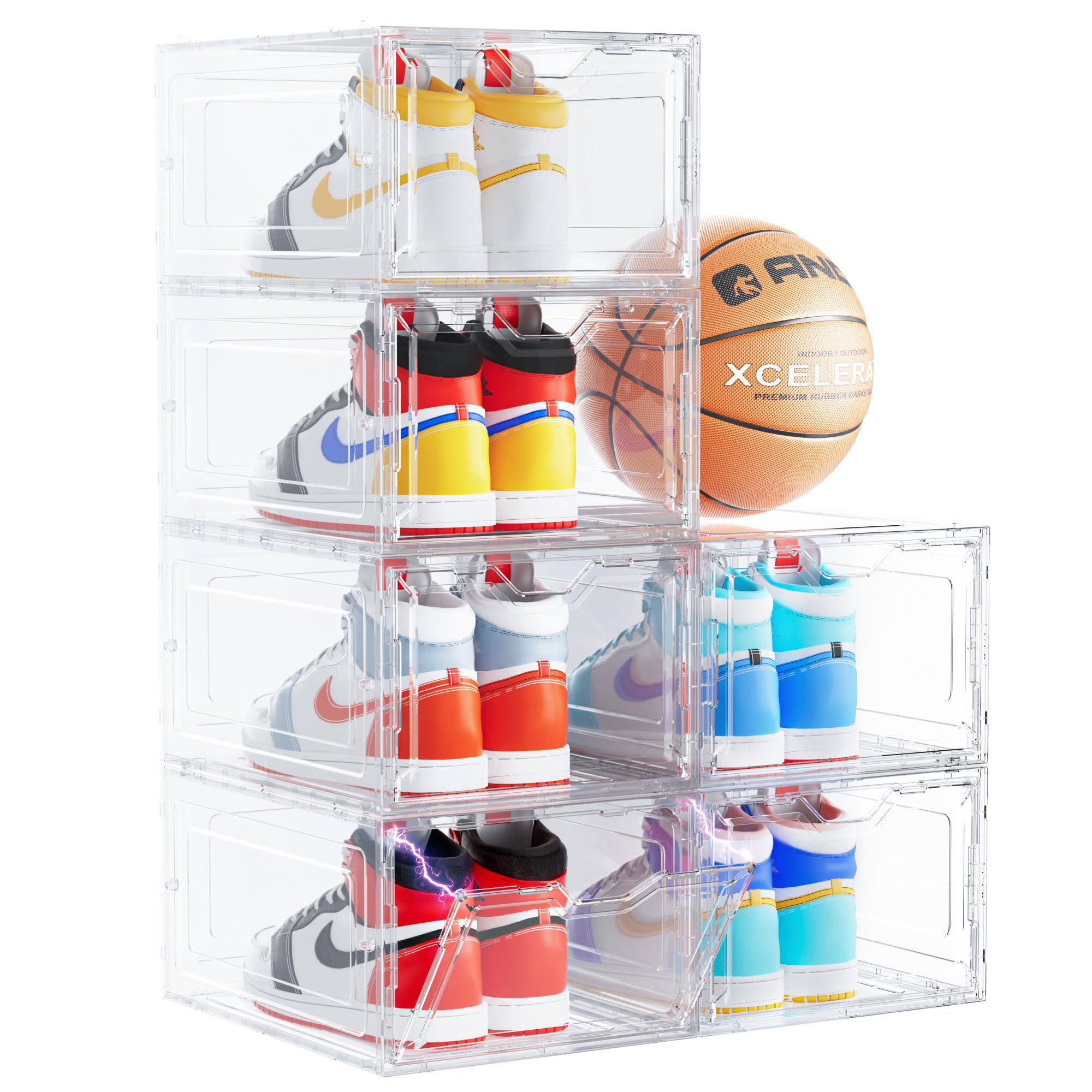 Ivy Bronx Large Sturdy Shoe Organizer, 6 Pack Plastic Shoe Storage ...