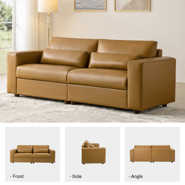 Hokku Designs Nomar 86.5"W 3 - Piece Modern Genuine Leather Storage ...