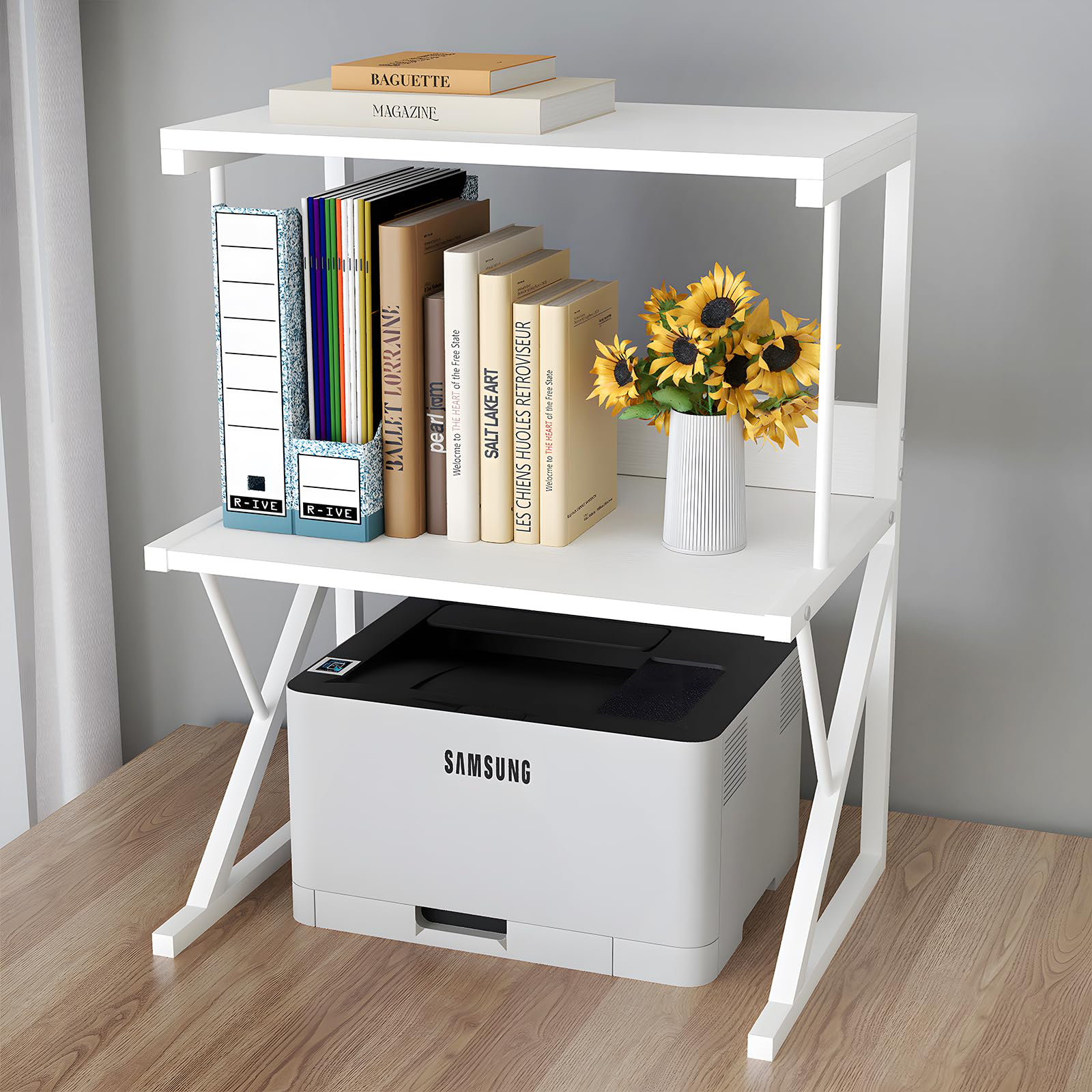 Hokku Designs Printer Stand for Desk, Desktop Printer Shelf Large ...