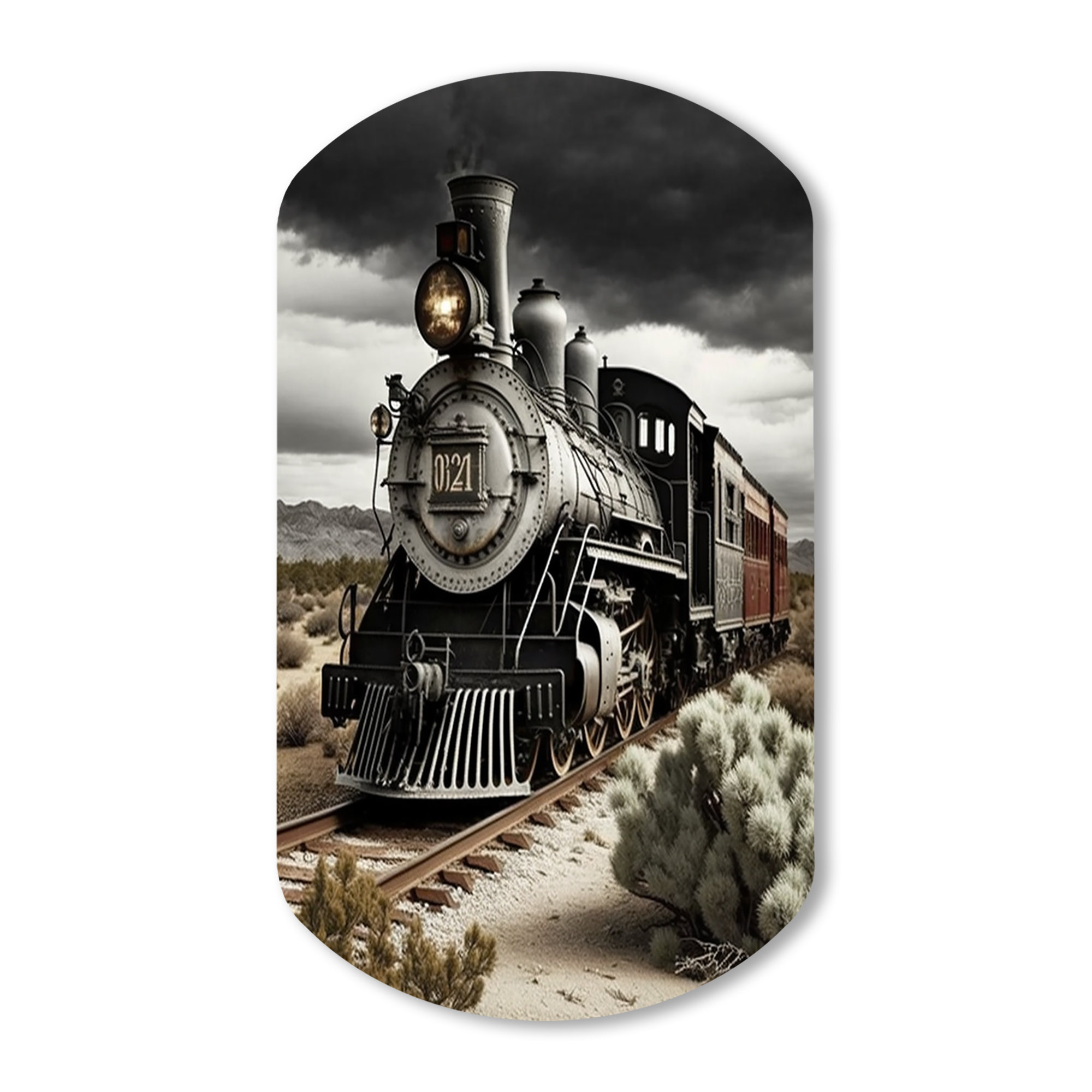 Design Art Train On The Track I - Transportation Train Cylinder Shape ...